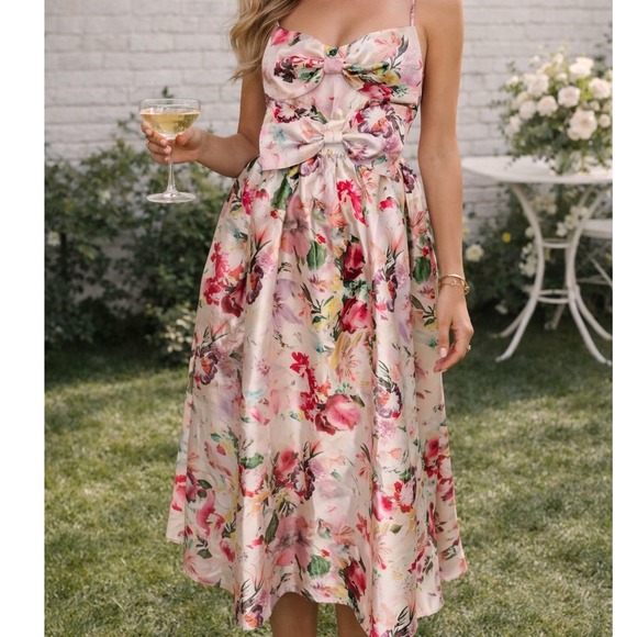 INA [f:na] | Dresses | Ina Fleeting Fauna Pink Floral Midi Dress Double ...